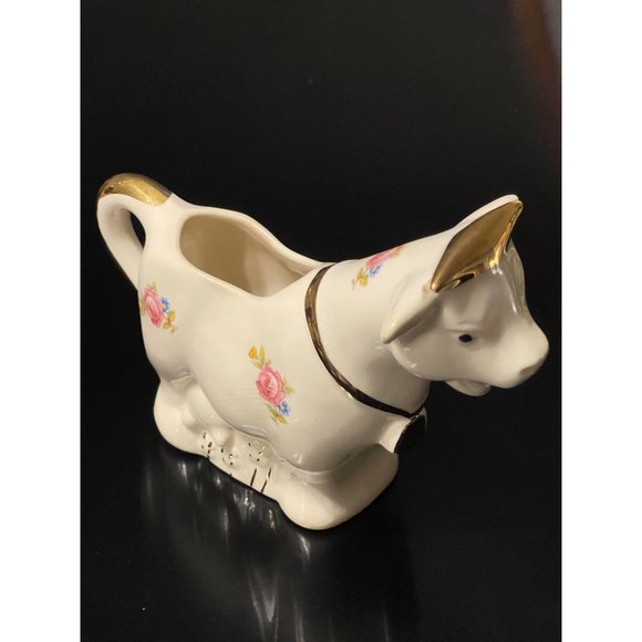 Unknown | Kitchen | Vintage Cow Creamer Cream With Flowers Gilt Accents ...